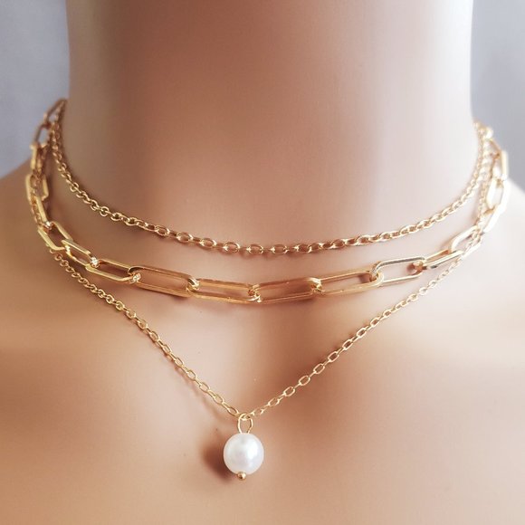 Jewelry | Link Chain Pearl Necklace | Poshmark